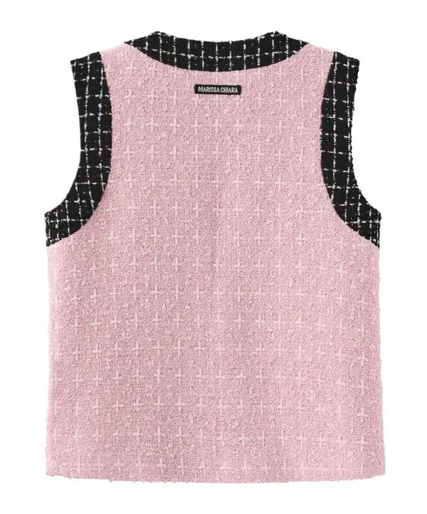 Marissa Chiara V-neck Vest With Front Button Closure - Pink