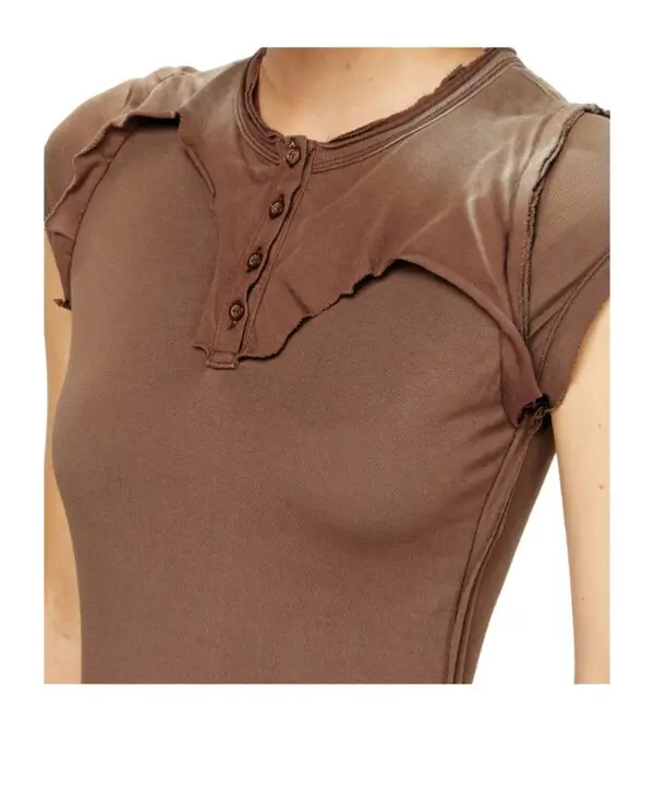 DIESEL® D-jary Henry Neck Short Sleeved Maxi Dress - Brown