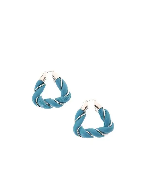 Bottega Veneta Woven Hoop Earrings - Blue