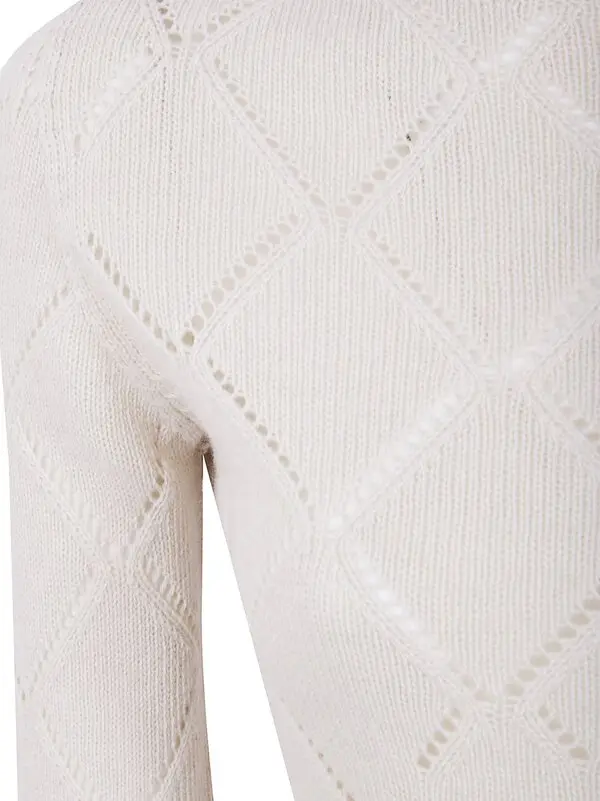 TWINSET Diamond-pattern Knit Midi Dress - White