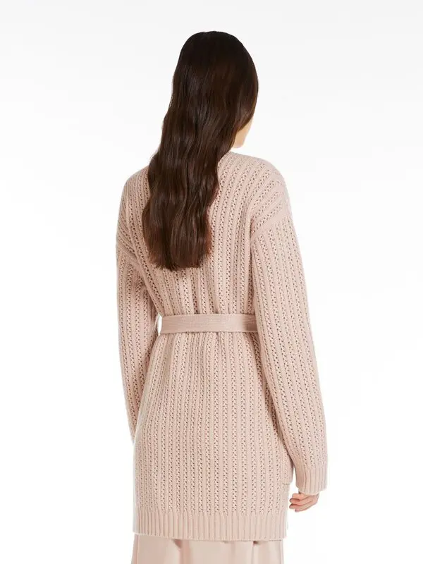 Max Mara Balzac Belted Long-sleeved Cardigan - Pink