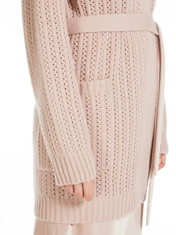 Max Mara Balzac Belted Long-sleeved Cardigan - Pink