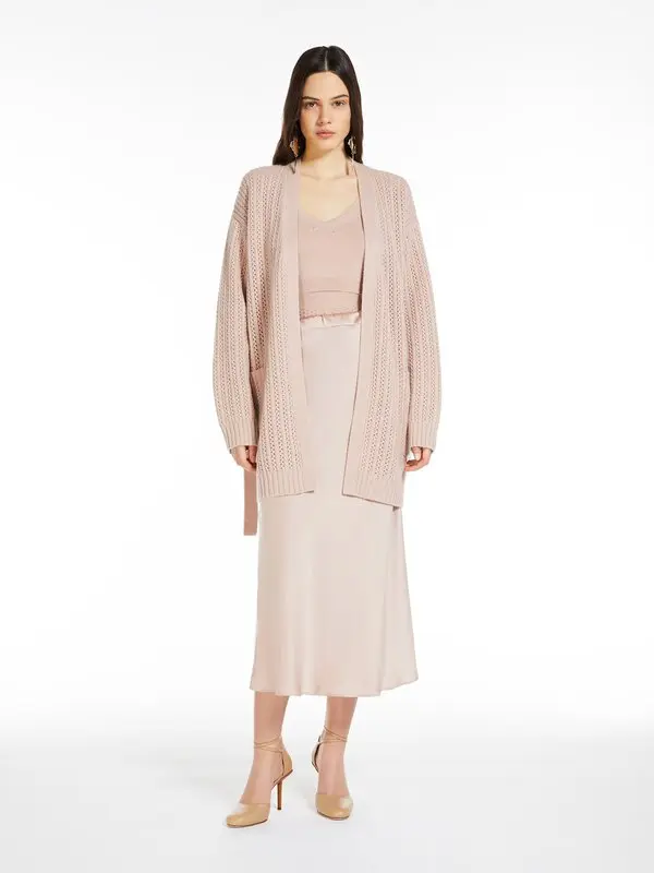 Max Mara Balzac Belted Long-sleeved Cardigan - Pink