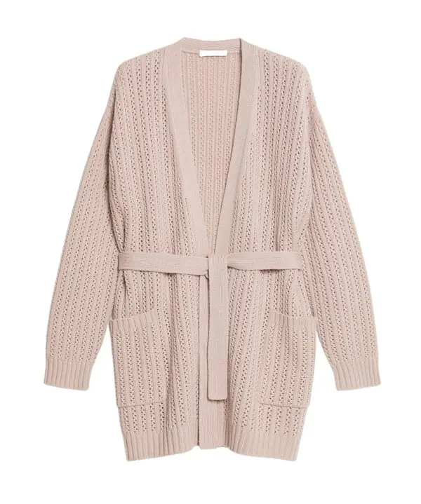 Max Mara Balzac Belted Long-sleeved Cardigan - Pink