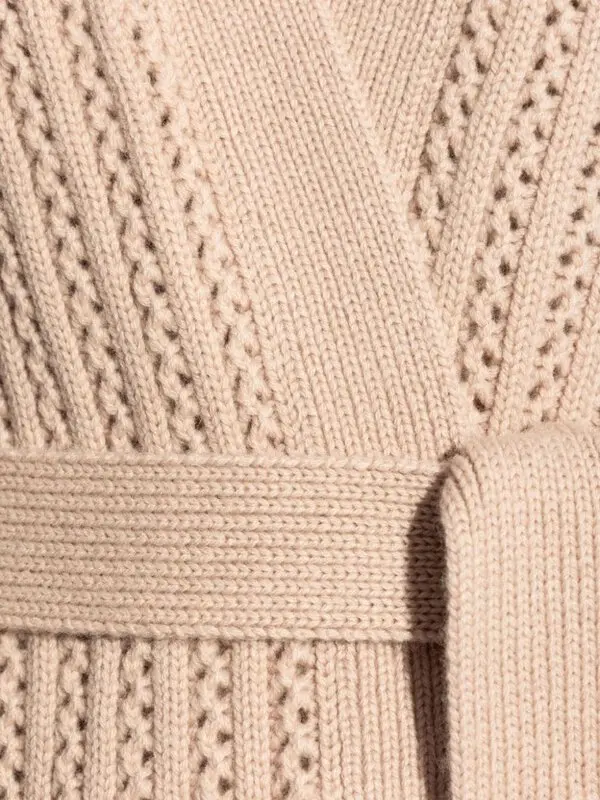 Max Mara Balzac Belted Long-sleeved Cardigan - Pink