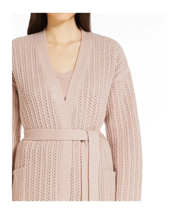 Max Mara Balzac Belted Long-sleeved Cardigan - Pink
