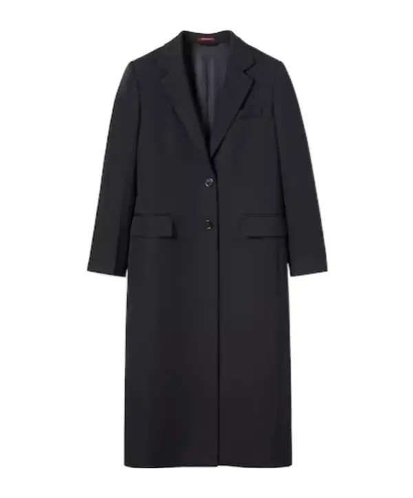 Gucci Long Collared Button-up Coat - Navy