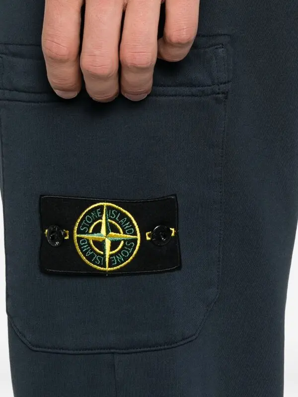 Stone Island Logo Patch Drawstring Trousers - Blue