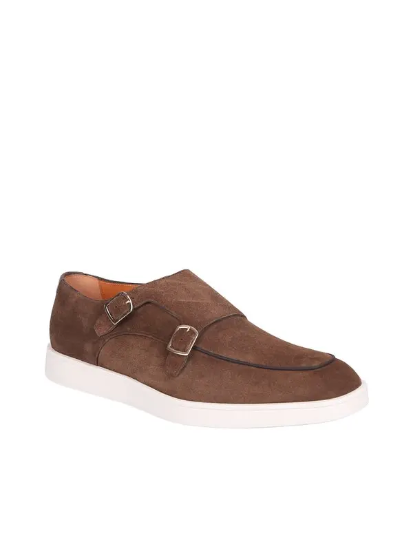 Santoni Double Buckle Slip-on Monk Strap Loafers