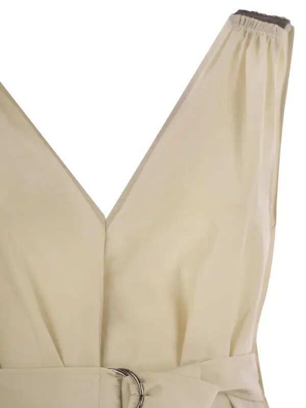 Brunello Cucinelli Belted V-neck Midi Dress - Nude