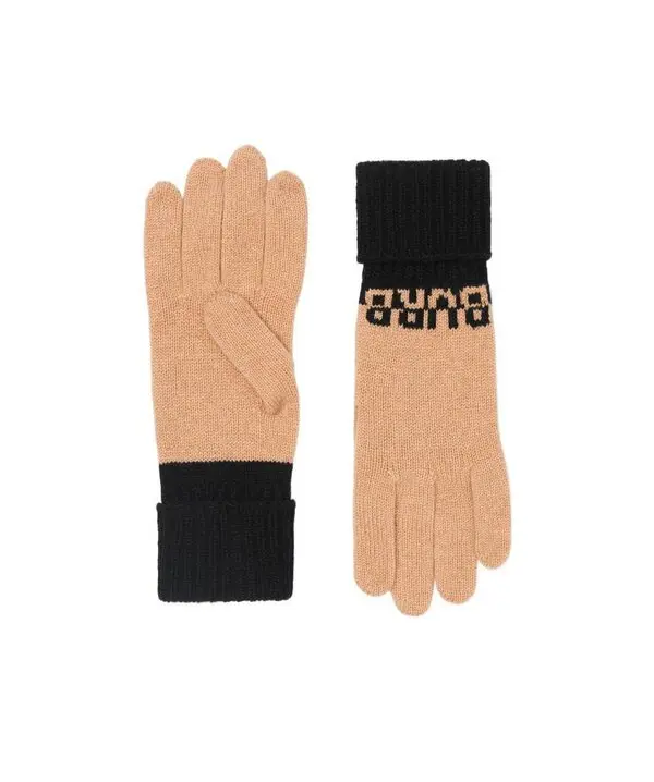 Burberry Intarsia-knit Logo Gloves - Nude