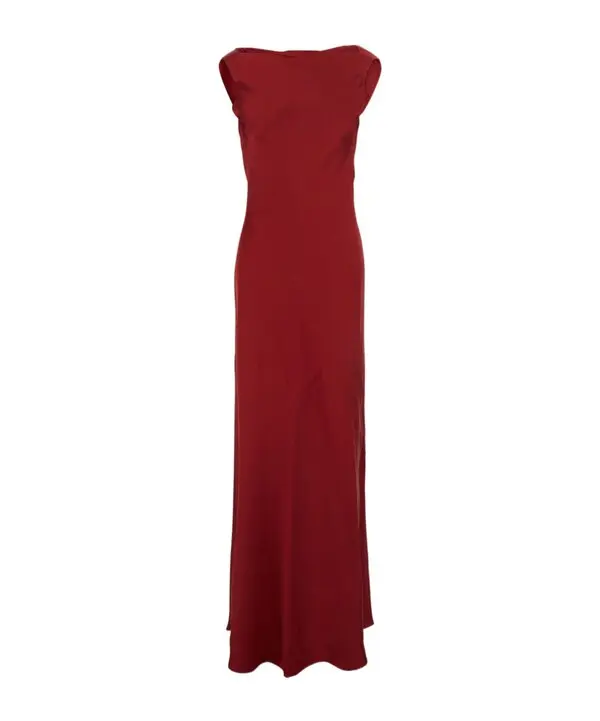 Antonelli Firenze Draped Neckline Sleeveless Maxi Dress - Red