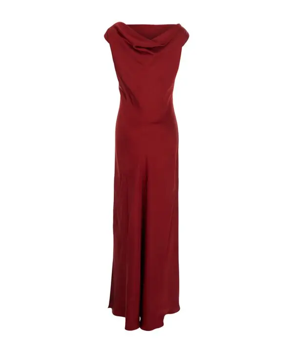 Antonelli Firenze Draped Neckline Sleeveless Maxi Dress - Red