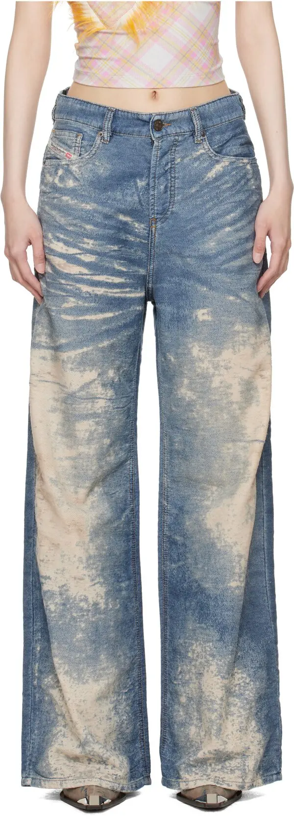 DIESEL® 1996 D-sire-fsf Wide Leg Distressed Jeans - Gray