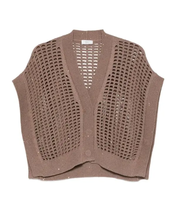 Peserico Cropped Knitted Top With V-neck And Cutout Details