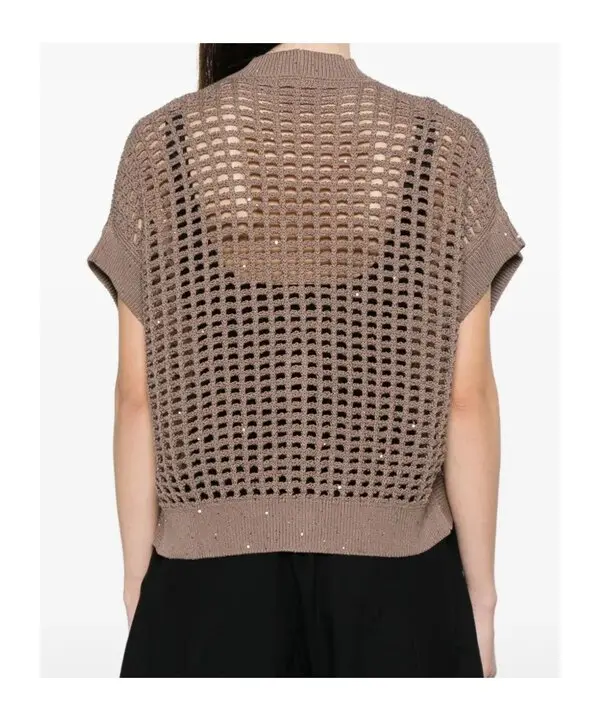 Peserico Cropped Knitted Top With V-neck And Cutout Details