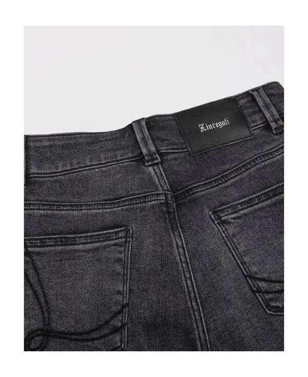 LIUREGALI Slim Fit Riding Denim Shorts With Raw Edge Hem