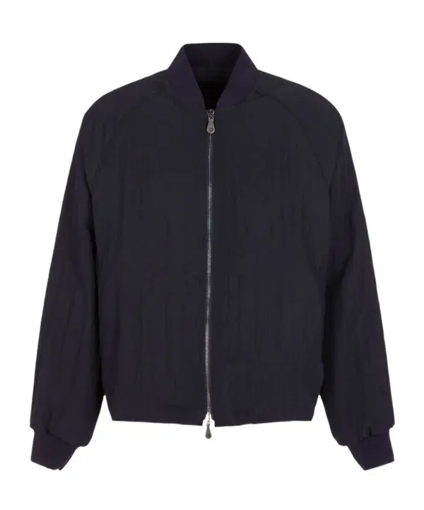 Giorgio Armani Zippered Pleated Casual Jacket - Black