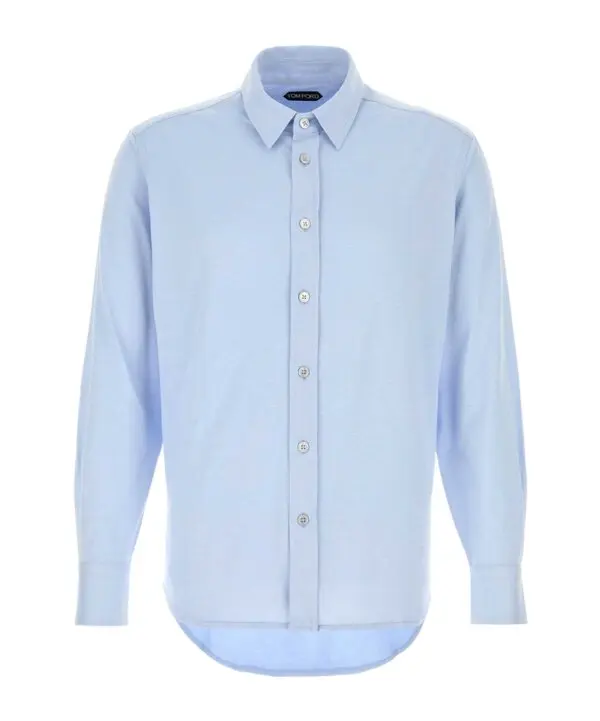 TOM FORD Buttoned Bow Pleat Shirt - Blue