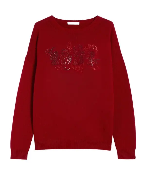 Max Mara Embellished Crewneck Jumper - Red