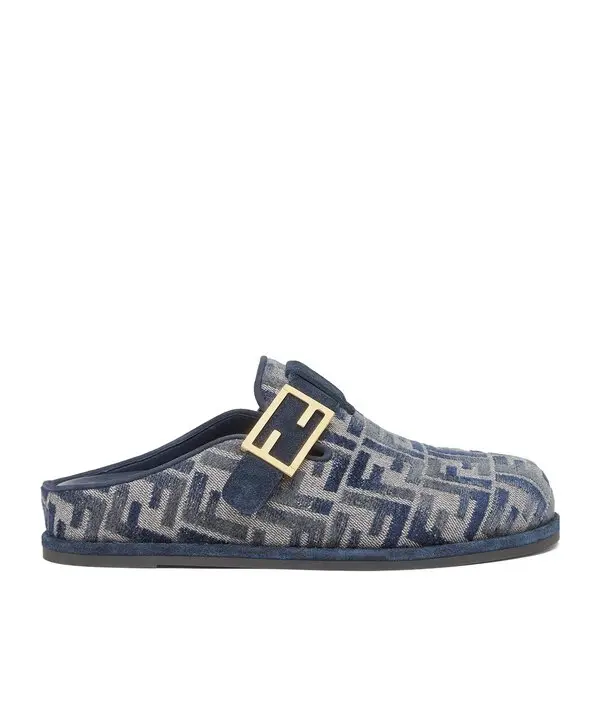 Fendi Ff Jacquard Mules - Blue