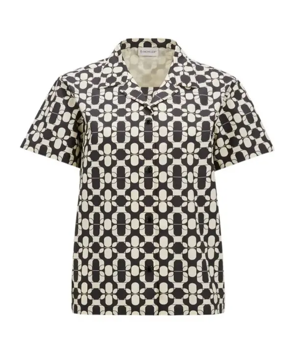 Moncler Geometric Print Cotton Shirt - Blue/white