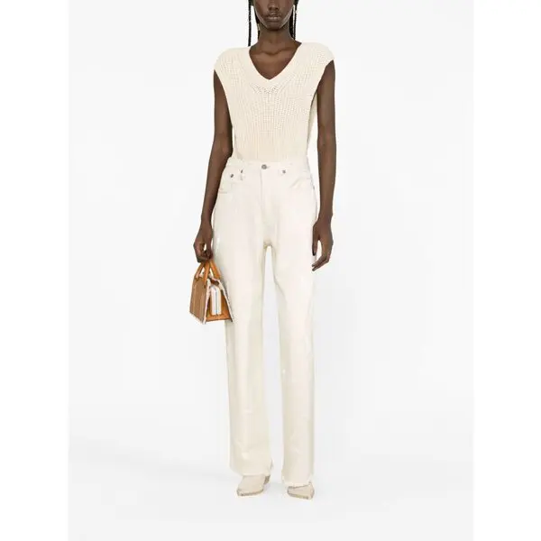 R13 Paint Splashed Belt Ring Denim Trousers