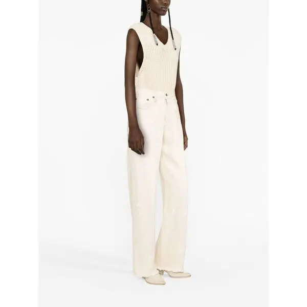 R13 Paint Splashed Belt Ring Denim Trousers