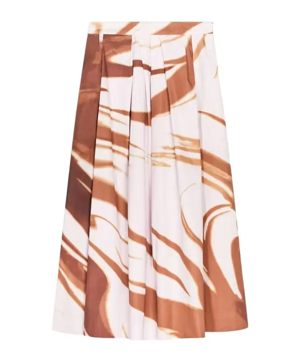 Dries Van Noten Graphic Print Flared Skirt - Animal Pattern Brown