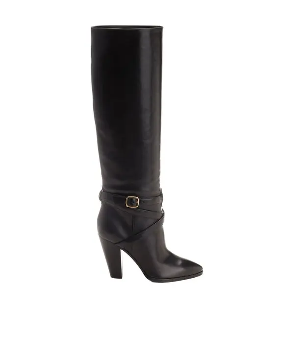 Celine High Slouchy Buckle Boots In Calfskin