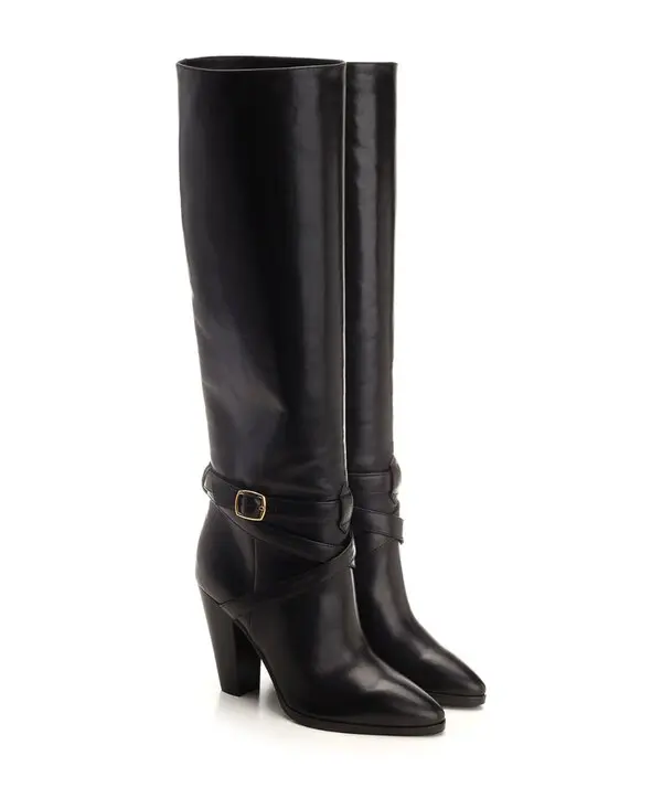 Celine High Slouchy Buckle Boots In Calfskin