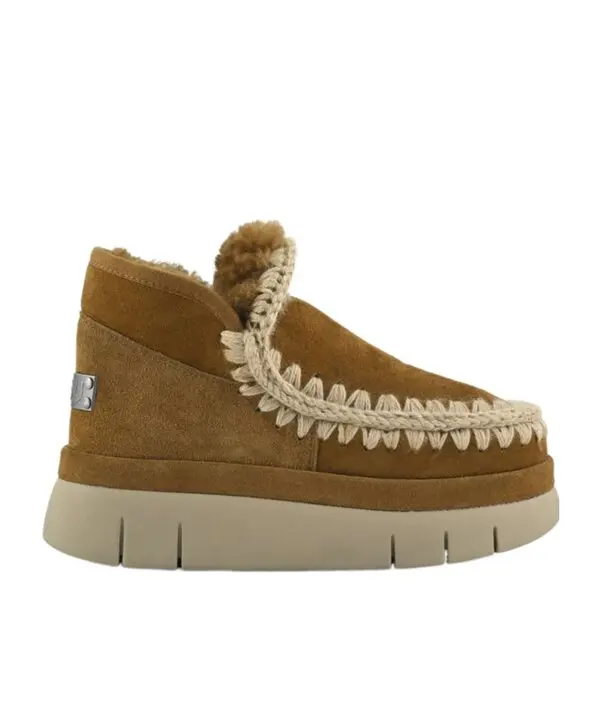 Mou Bounce Braided-trim Suede Ankle Boots - Cognac