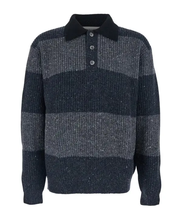 DUNST Ribbed Striped Polo Knitwear