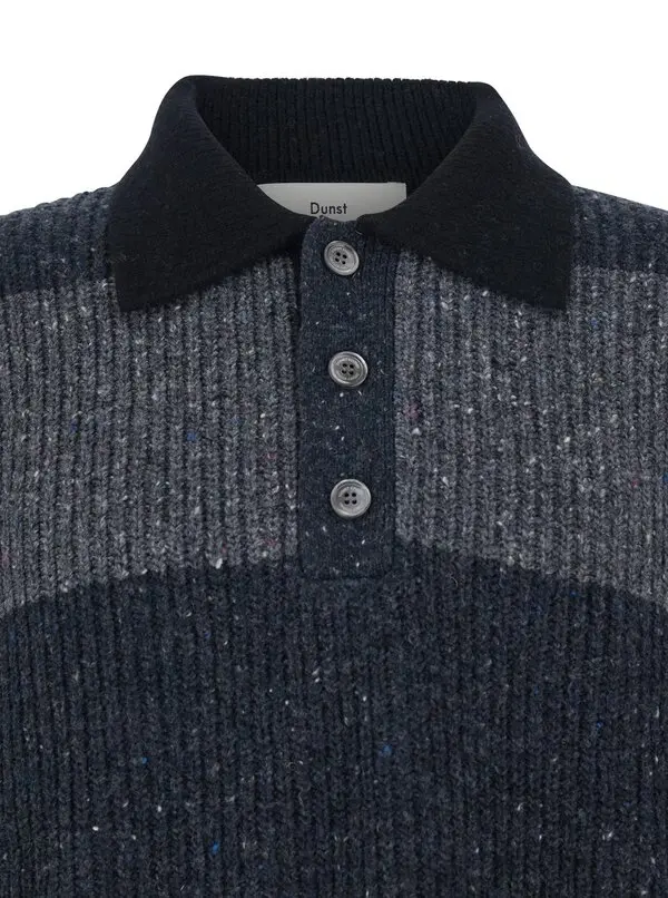 DUNST Ribbed Striped Polo Knitwear