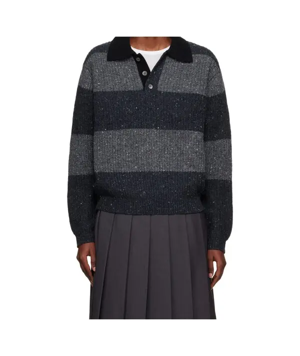 DUNST Ribbed Striped Polo Knitwear