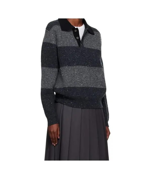 DUNST Ribbed Striped Polo Knitwear