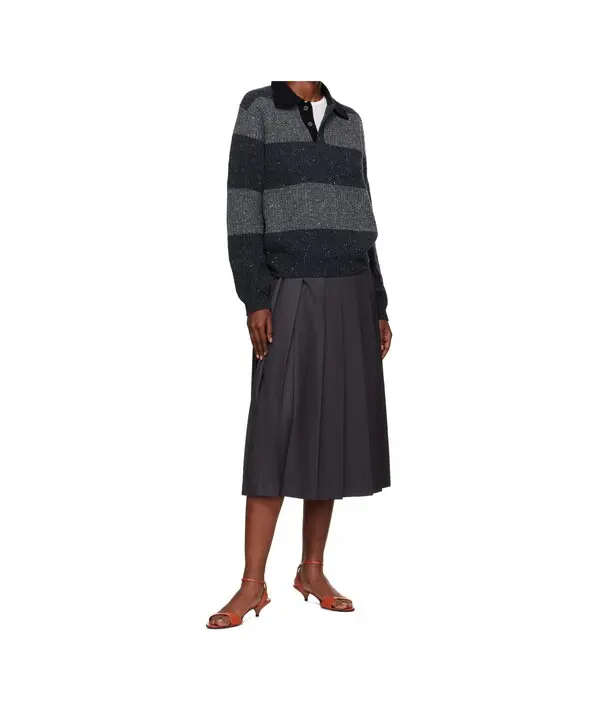 DUNST Ribbed Striped Polo Knitwear