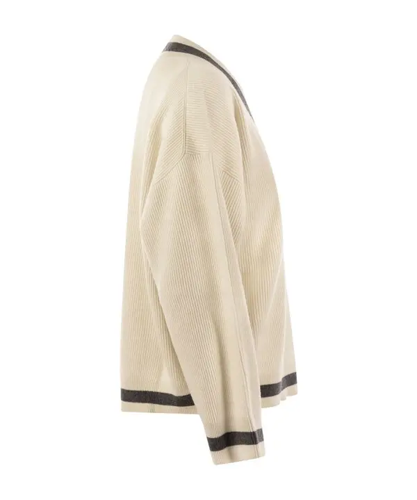 Brunello Cucinelli V-neck Knitted Jumper With Ribbed Details
