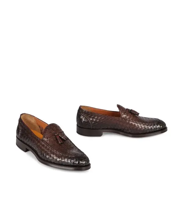 DOUCAL'S Interwoven Tassel Detail Loafers