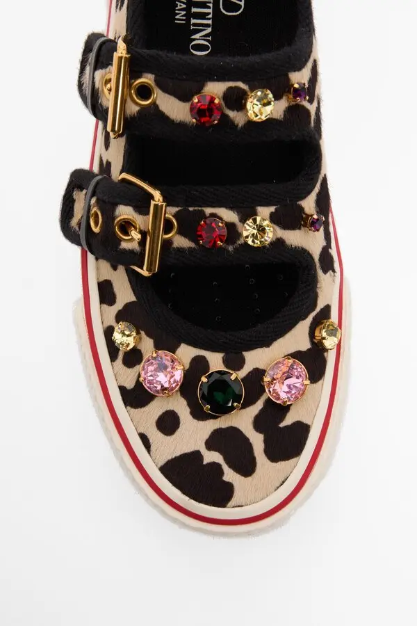 Valentino Garavani Embellished Leopard Printed Sneakers