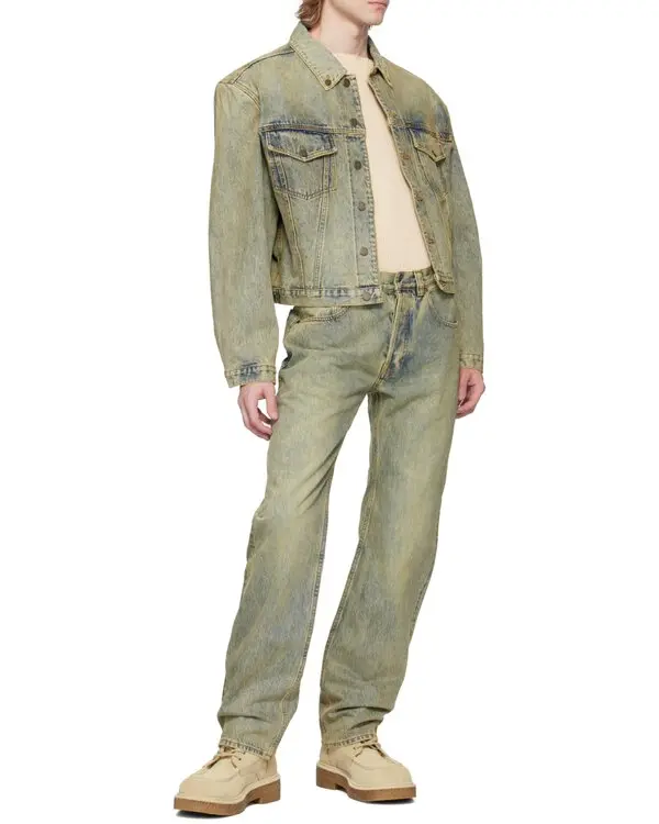 ENTIRE STUDIOS Distressed Denim Trucker Jacket - Gray