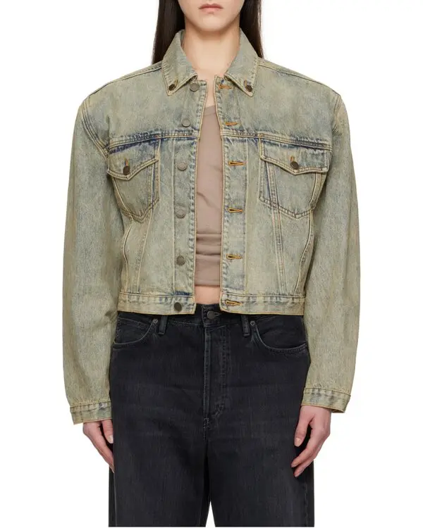 ENTIRE STUDIOS Distressed Denim Trucker Jacket - Gray