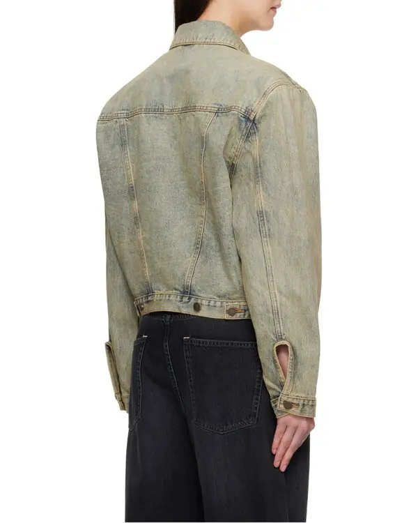 ENTIRE STUDIOS Distressed Denim Trucker Jacket - Gray