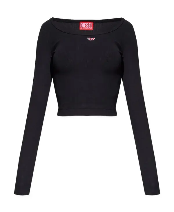 DIESEL® Ribbed Long Sleeve Top With Round Neck