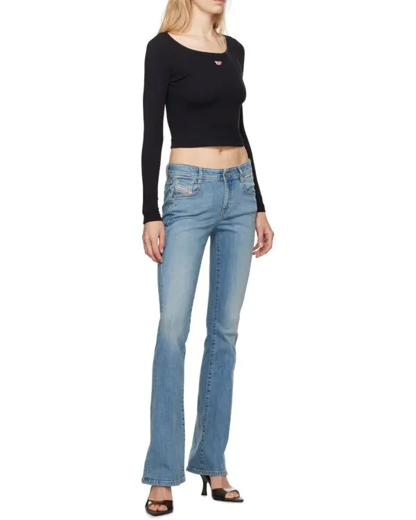 DIESEL® Ribbed Long Sleeve Top With Round Neck