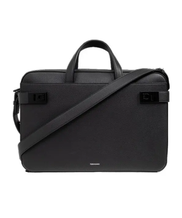 FERRAGAMO Logo Detailed Briefcase - Black