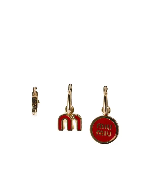 Miu Miu Enamel Metal Logo Earrings - Red