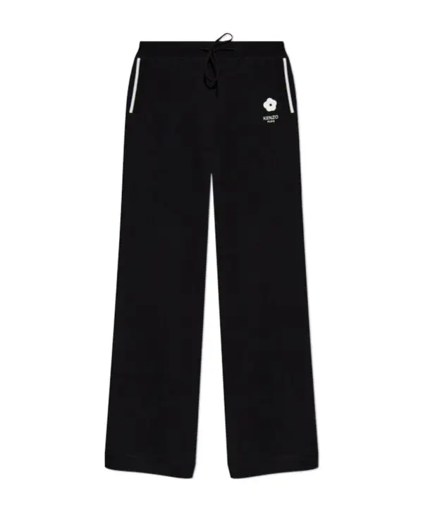 Kenzo Logo Embroidered Wide-leg Trousers - Black
