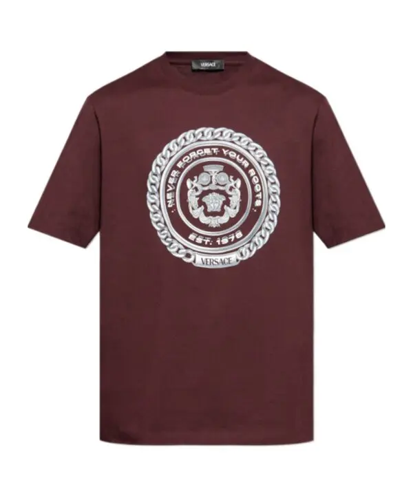 Versace Never Forget-printed Crewneck T-shirt - Red