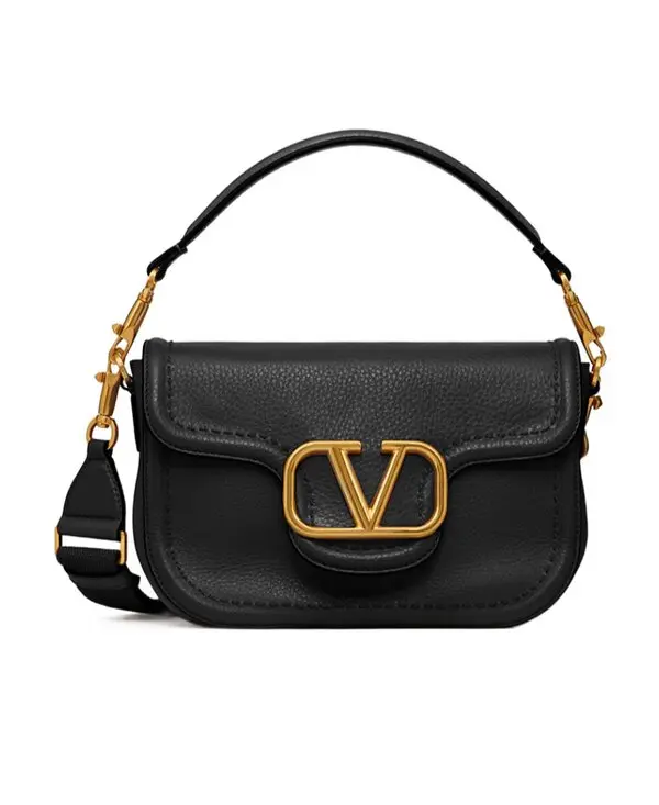 Valentino Garavani Alltime Foldover Top Crossbody Bag With Metal V Logo